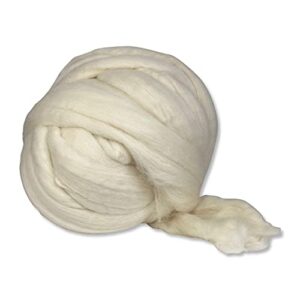 revolution fibers corriedale wool roving 1 lb (16 ounces) for spinning | soft chunky jumbo yarn for arm knitting blanket |100% natural undyed (off-white) wool yarn bulk, felting core, carded stuffing