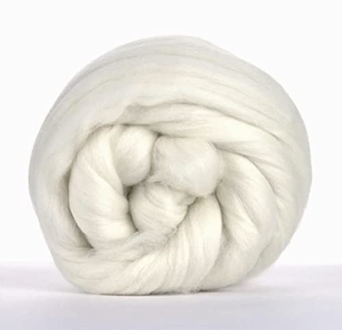 Revolution Fibers Corriedale Wool Roving 1 lb (16 Ounces) for Spinning | Soft Chunky Jumbo Yarn for Arm Knitting Blanket |100% Natural Undyed (Off-White) Wool Yarn Bulk, Felting Core, Carded Stuffing