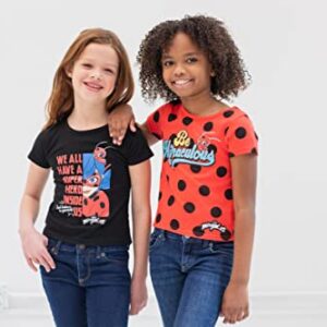 Miraculous Ladybug Little Girls 2 Pack T-Shirts Polka Dots Black/Red 6