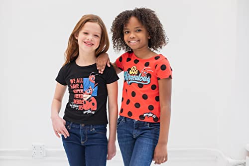 Miraculous Ladybug Little Girls 2 Pack T-Shirts Polka Dots Black/Red 6