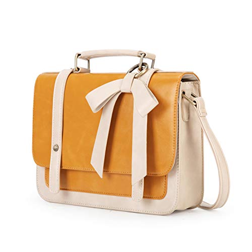 ECOSUSI Purses and Handbags for Women Crossbody Purse PU Leather Satchel Bags Over the Shoulder Purse with Detachable Bow