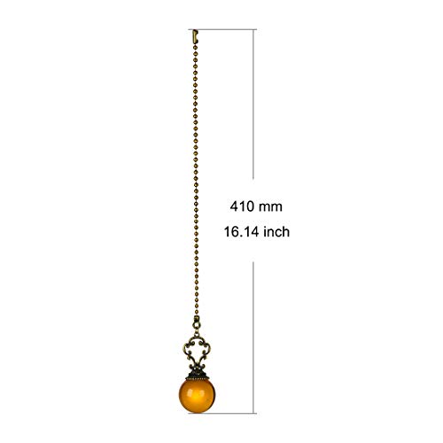 Set of 2 Vintage-Style Amber Fan Pull Ceiling Fan Chain Pulls Crystal Ball 12inch Chains for Fan Light