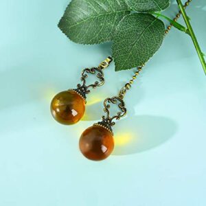 Set of 2 Vintage-Style Amber Fan Pull Ceiling Fan Chain Pulls Crystal Ball 12inch Chains for Fan Light