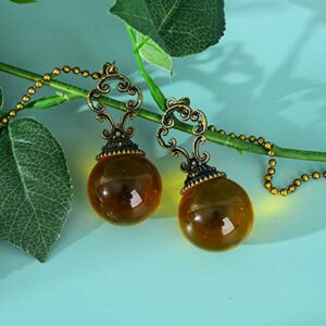 Set of 2 Vintage-Style Amber Fan Pull Ceiling Fan Chain Pulls Crystal Ball 12inch Chains for Fan Light