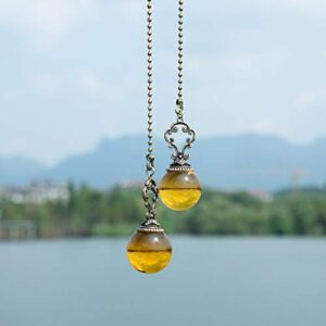 Set of 2 Vintage-Style Amber Fan Pull Ceiling Fan Chain Pulls Crystal Ball 12inch Chains for Fan Light