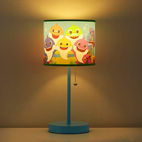 Idea Nuova Baby Shark Stick Table Kids Lamp with Pull Chain,Metal, Themed Printed Decorative Shade