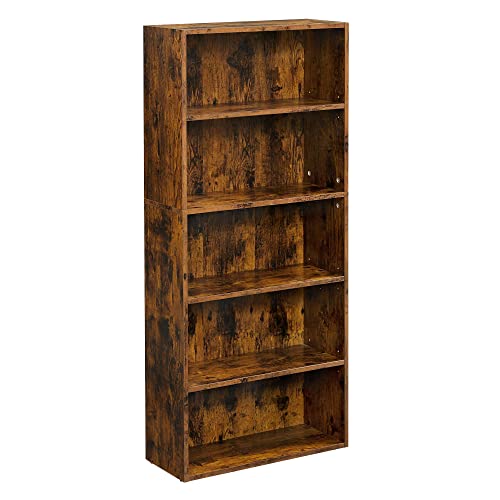 VASAGLE Bookshelf, 5-Tier Open Bookcase with Adjustable Storage Shelves, Floor Standing Unit, Rustic Brown ULBC165X01