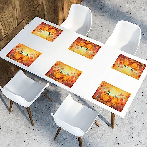 Autumn Fall Sunflowers Pumpkins Butterfly Maple Leaf Thanksgiving Autumn Placemats Set of 6 Washable Non-Slip Wrinkle-Resistance Table Place Mats 12 X 18 Inch for Kitchen Dining Table Decoration