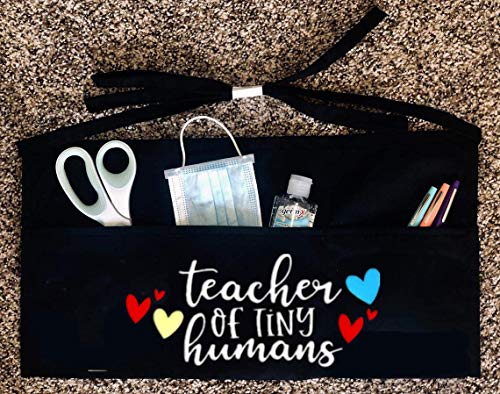 Waist Apron for Teachers with 3 Pockets Half Black Apron,Teachers Prefect Gift (teacher of ting humans)