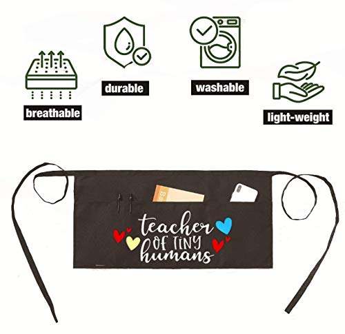 Waist Apron for Teachers with 3 Pockets Half Black Apron,Teachers Prefect Gift (teacher of ting humans)