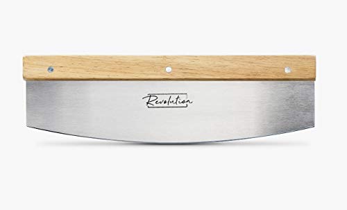 Premium Pizza Cutter Rocker With Wooden Handle & Safe Guard by Revolution Product Sharp Stainless Steel Blade Pizza Slicer Wheel Big Pizza Knife Cutters I Chop and Slices Dough Cake Oven Accessories I