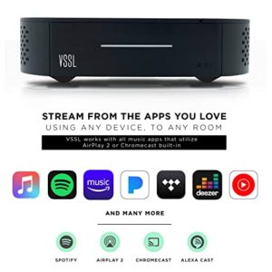 VSSL A.1x 2-Channel Audio Streaming Amplifier, Compatible with AirPlay 2, Chromecast, Amazon Alexa, Spotify Connect, Bluetooth