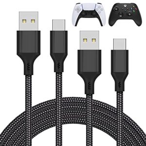 meneea 2 pack 10ft charger charging cable for ps5 controller/for xbox series x/for xbox series s controller, replacement usb c cord nylon braided type-c ports accessories for nintendo switch