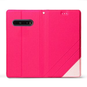 PimpCase Wallet Case Compatible with LG V60 ThinQ 5G(2020) Case, [Wrist Strap] Synthetic Leather, ID & Card Pockets - Hot Pink