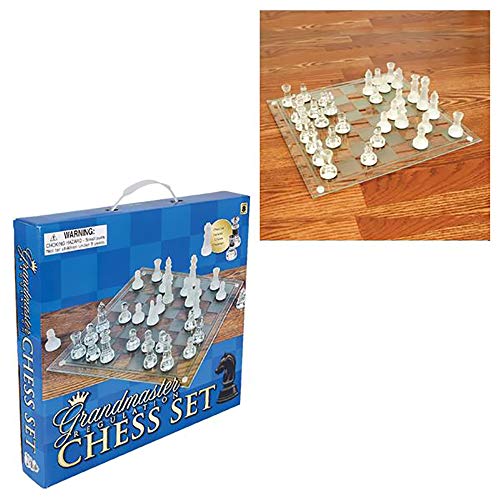 Elegant Glass Chess Set, Board Games, Great for Prizes (14" Glass Chess Set)