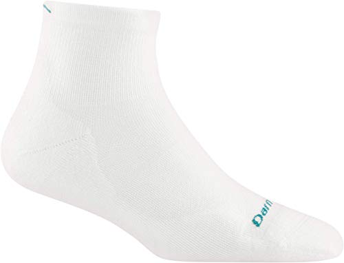 Darn Tough Women's Run 1/4 Ultra-Lightweight with Cushion - Medium White Merino Wool Socks for Running