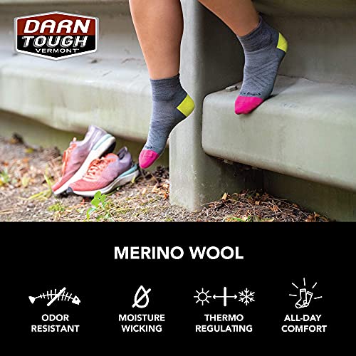 Darn Tough Women's Run 1/4 Ultra-Lightweight with Cushion - Medium White Merino Wool Socks for Running