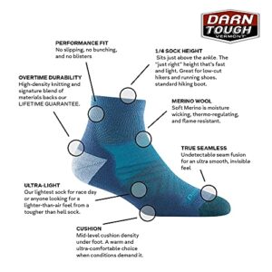 Darn Tough Women's Run 1/4 Ultra-Lightweight with Cushion - Medium White Merino Wool Socks for Running