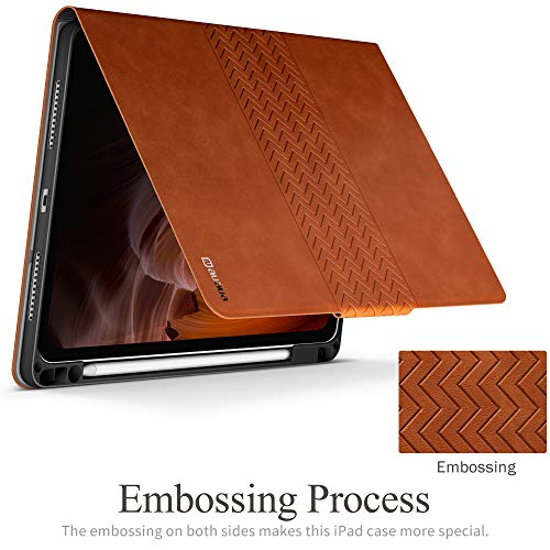 auaua Case for iPad Air 5th Generation(2022), iPad Air 4th Generation (2020), with Pencil Holder, Auto Sleep/Wake, Vegan Leather, Adjustable Stand Cover (Brown)