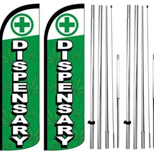 Dispensary Windless Swooper Flag Pole w/Ground Spike Kits gq-h, 2 Pack