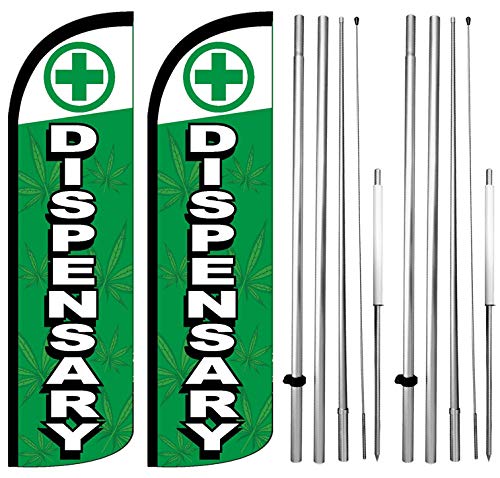 Dispensary Windless Swooper Flag Pole w/Ground Spike Kits gq-h, 2 Pack