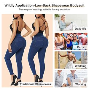 FeelinGirl Shaperwear for Women Tummy Control Body Shaper Waist Trainer Corset U Plunge Fajas Colombianas Low Back Bodysuit Black M