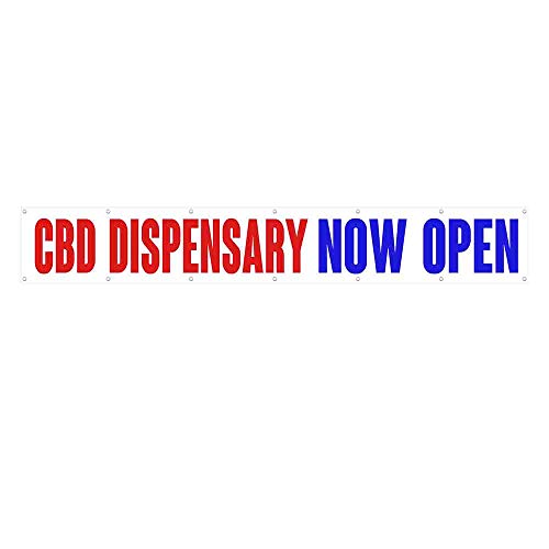 CBD Dispensary Now Open Extra Large 13 oz Banner Heavy-Duty Vinyl Single-Sided with Metal Grommets