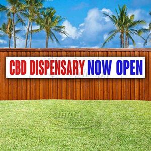 CBD Dispensary Now Open Extra Large 13 oz Banner Heavy-Duty Vinyl Single-Sided with Metal Grommets