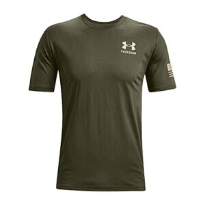 under armour men's new freedom flag t-shirt , marine od green (390)/desert sand , large