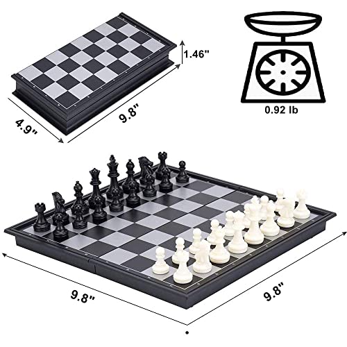 Luoyer 9.8 Inch Portable Travel Chess Set Magnetic Folding Chessboard Small Chess Board Game Sets Strategic for Teens Adults Beginners