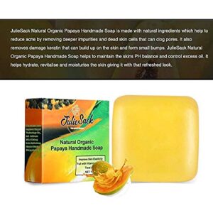 JulieSack Feel Pure Be Pure, Natural Organic Papaya Handmade Dead Skin Remover Exfoliate Soap Bar- 100g | Deep Cleansing Oil Control Prevent Acne, Pimples, Blackheads & Anti-Wrinkle | Moisturiser Face & Body