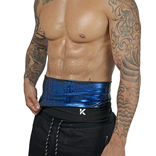 Kewlioo Men's Heat Trapping Waist Toner - Waist Trainer for Men - Comfortable & Discreet Waist Trimmer (Black, L)