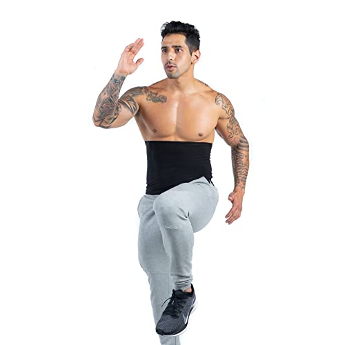 Kewlioo Men's Heat Trapping Waist Toner - Waist Trainer for Men - Comfortable & Discreet Waist Trimmer (Black, L)