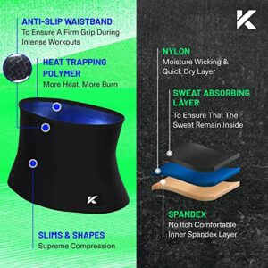 Kewlioo Men's Heat Trapping Waist Toner - Waist Trainer for Men - Comfortable & Discreet Waist Trimmer (Black, L)