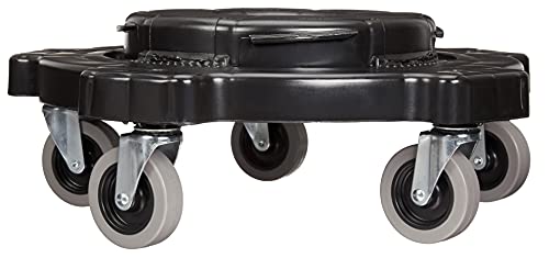 AmazonCommercial Dolly To Fit 32, 44 & 55 Gallon Round Containers, Twist On/Off, 2-Pack, 18.25", Black