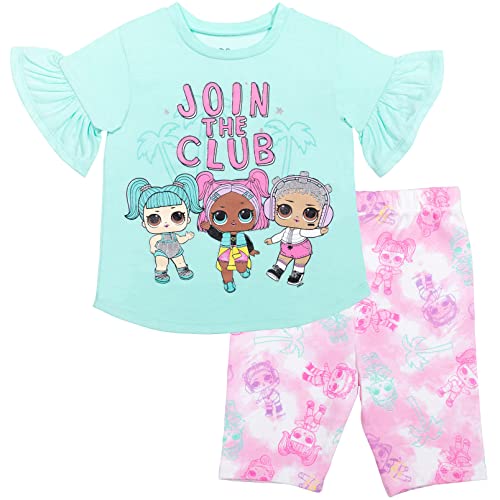 L.O.L. Surprise! Toddler Girls T-Shirt and Bike Shorts Outfit Set Tie Dye Light Blue 4T