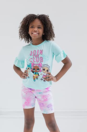 L.O.L. Surprise! Toddler Girls T-Shirt and Bike Shorts Outfit Set Tie Dye Light Blue 4T