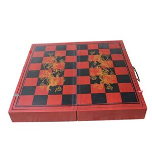 IADUMO 15.7" x 15.7" Large Chess Sets for Adults,Portable Folding Wooden Chess Board Travel Chess Set Board Game with Handmade Terracotta Warriors Chess Pieces &Storage Drawers