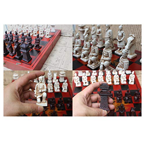 IADUMO 15.7" x 15.7" Large Chess Sets for Adults,Portable Folding Wooden Chess Board Travel Chess Set Board Game with Handmade Terracotta Warriors Chess Pieces &Storage Drawers