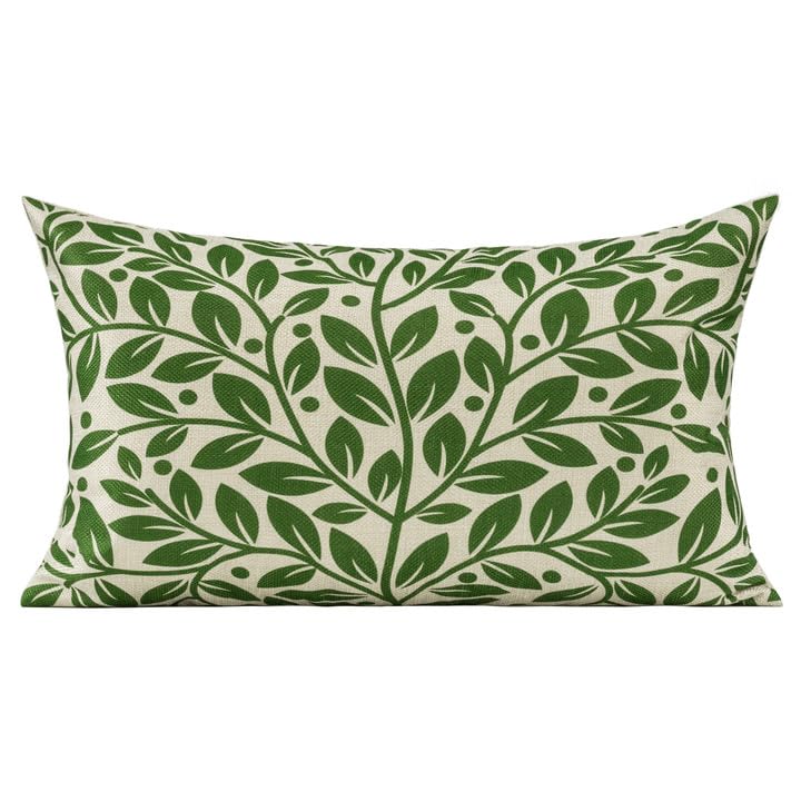 VAKADO 12x20 Inch Set of 2 Outdoor Chartreuse Green Lumbar Throw Pillow Covers Patio Furniture Decorative Spring Summer Nature Tropical Plants Rectangle Cushion Cases Home Decorations for Couch Sofa