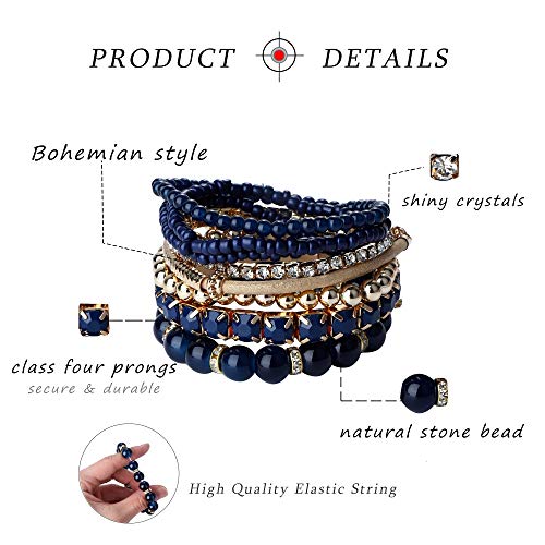 SAILIMUE 6 Sets Bohemian Stackable Bead Bracelets for Women Men Stretch Multilayered Bangles Bracelet Set Boho Multicolor Jewelry