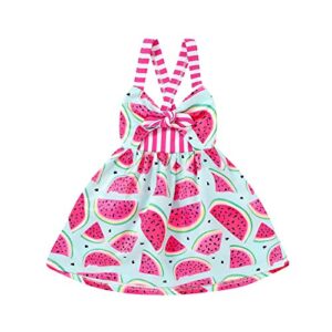 younger tree toddler baby girl summer clothes sleeveless watermelon print dress backless strap skirt outfit (watermelon, 6-12 m)