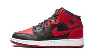 nike mens air jordan 1 mid shoes, black gym red white, 4.5 big kid