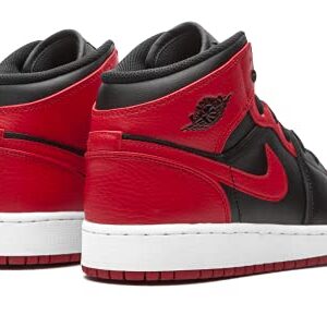 Nike mens Air Jordan 1 Mid Shoes, Black Gym Red White, 4.5 Big Kid