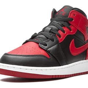 Nike mens Air Jordan 1 Mid Shoes, Black Gym Red White, 4.5 Big Kid