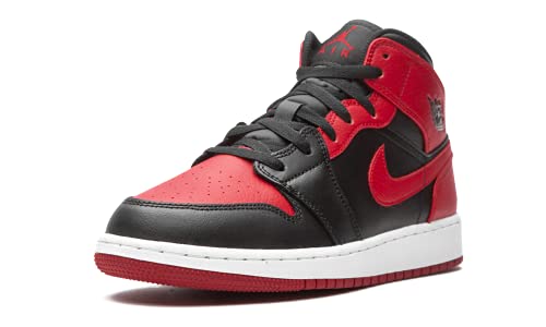 Nike mens Air Jordan 1 Mid Shoes, Black Gym Red White, 4.5 Big Kid