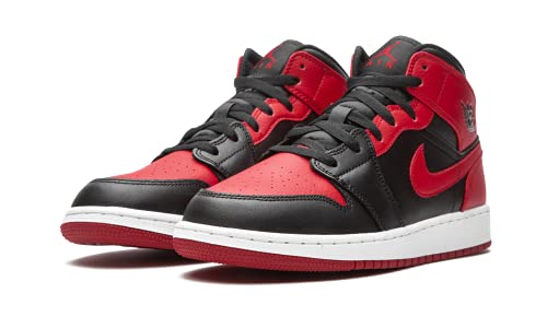 Nike mens Air Jordan 1 Mid Shoes, Black Gym Red White, 4.5 Big Kid