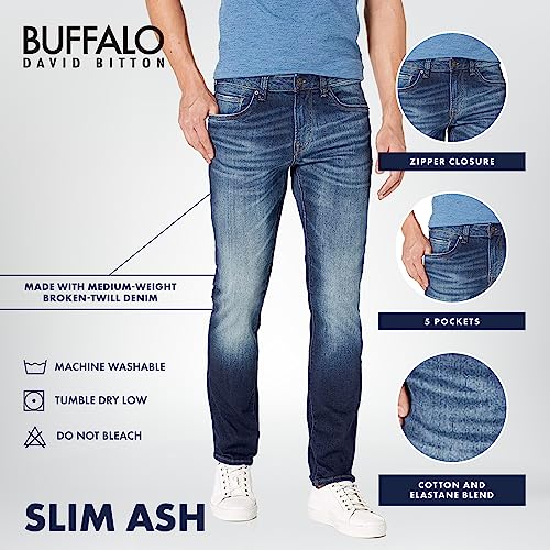 Buffalo David Bitton Men's Slim Ash Jeans, Light Medium Indigo, 32x32