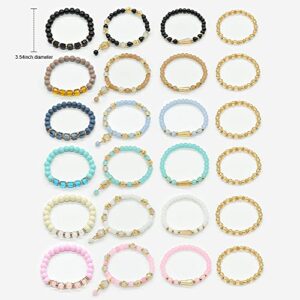 Bohemian Bracelet Sets for Women - 6 Sets Stackable Stretch Bracelets Multi-color Boho Hippie Bracelets Dainty Jewelry Best Friend Gift (Seed bead bracelet sets)