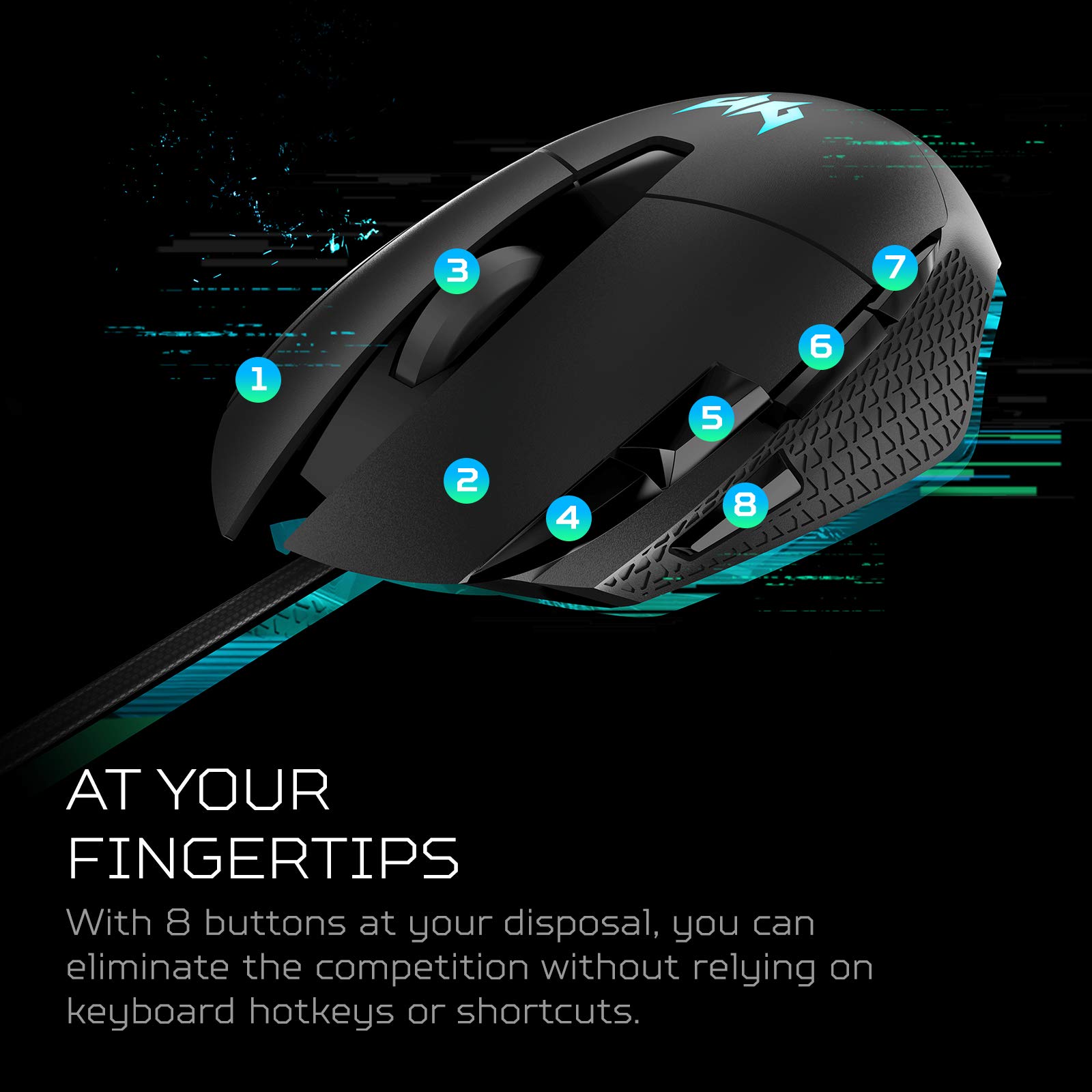 Acer Predator Cestus 315 Gaming Mouse with PixArt Sensor, Adjustable DPI & 8 Buttons Including Burst Fire